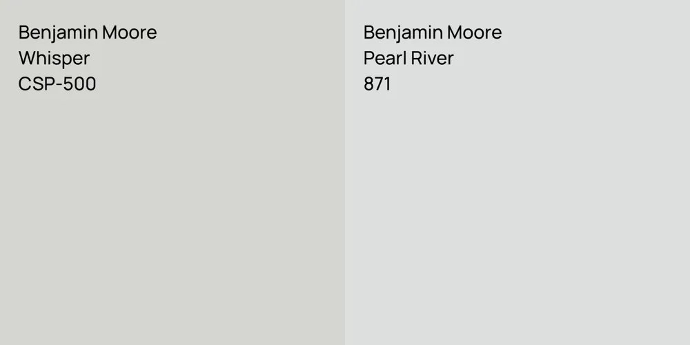 Benjamin Moore Whisper vs. Benjamin Moore Pearl River comparison
