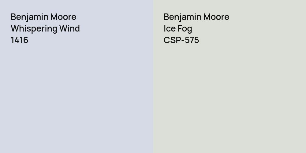 Benjamin Moore Whispering Wind vs. Benjamin Moore Ice Fog comparison