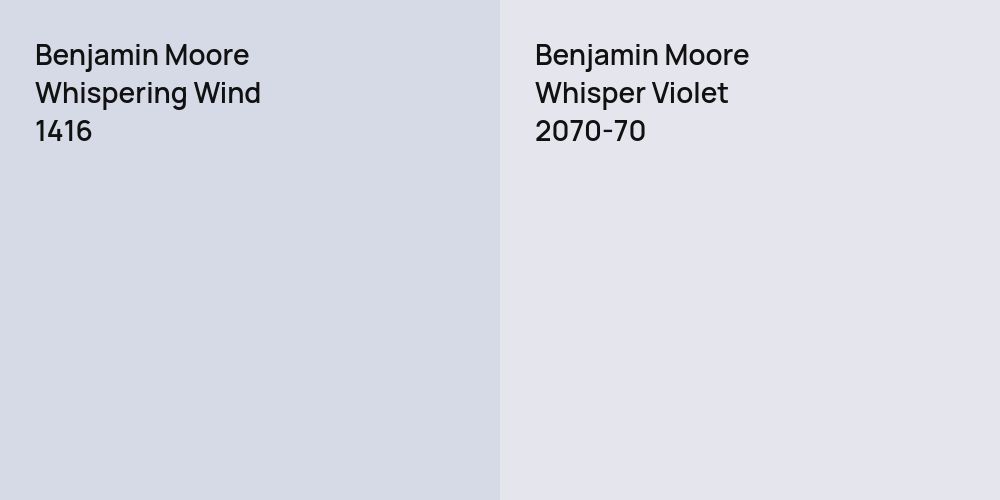 Benjamin Moore Whispering Wind vs. Benjamin Moore Whisper Violet comparison