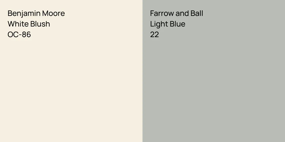Benjamin Moore White Blush vs. Farrow and Ball Light Blue comparison