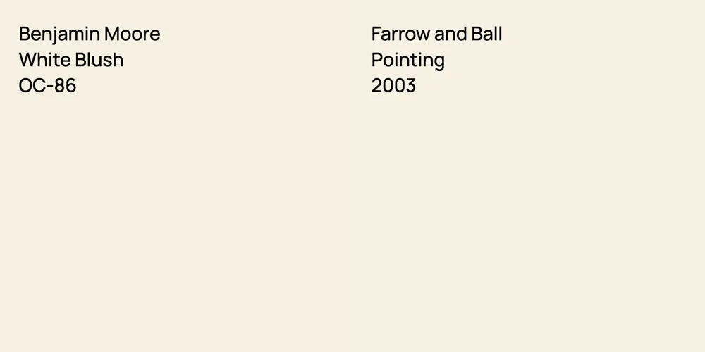 Benjamin Moore White Blush vs. Farrow and Ball Pointing comparison