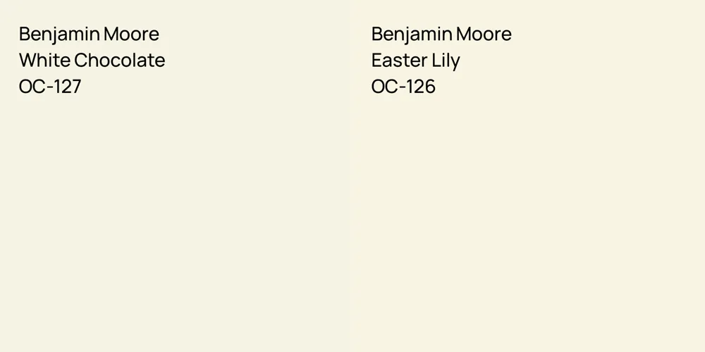Benjamin Moore White Chocolate vs. Benjamin Moore Easter Lily comparison