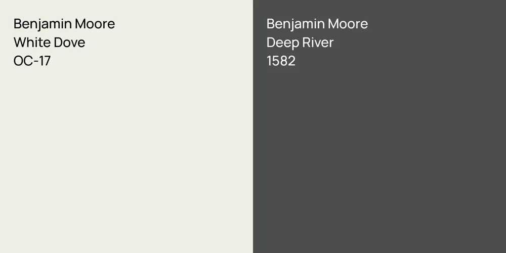 Benjamin Moore White Dove vs. Benjamin Moore Deep River comparison