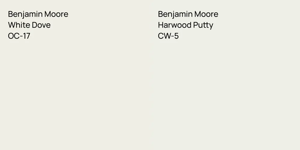 Benjamin Moore White Dove vs. Benjamin Moore Harwood Putty comparison