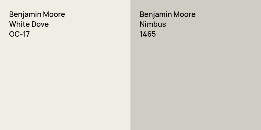 Benjamin Moore White Dove vs. Benjamin Moore Nimbus comparison