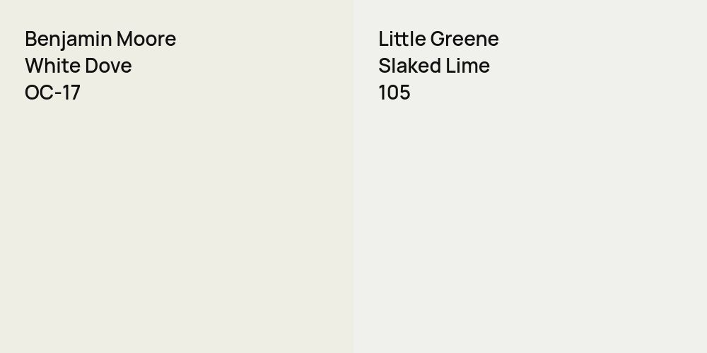 Benjamin Moore White Dove vs. Little Greene Slaked Lime comparison