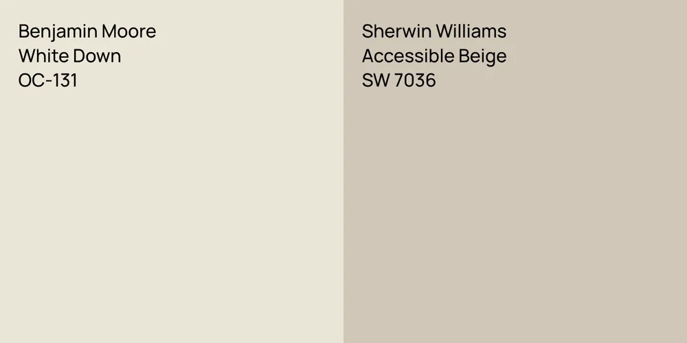 Benjamin Moore White Down vs. Sherwin Williams Accessible Beige comparison