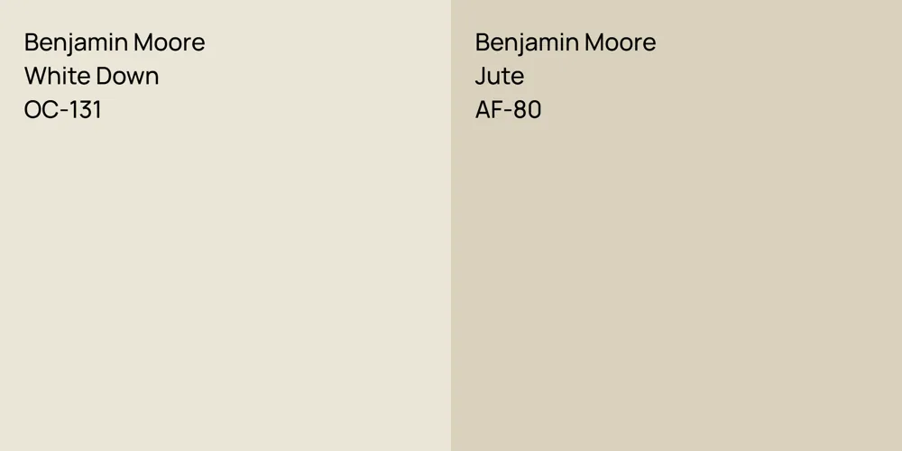 Benjamin Moore White Down vs. Benjamin Moore Jute comparison