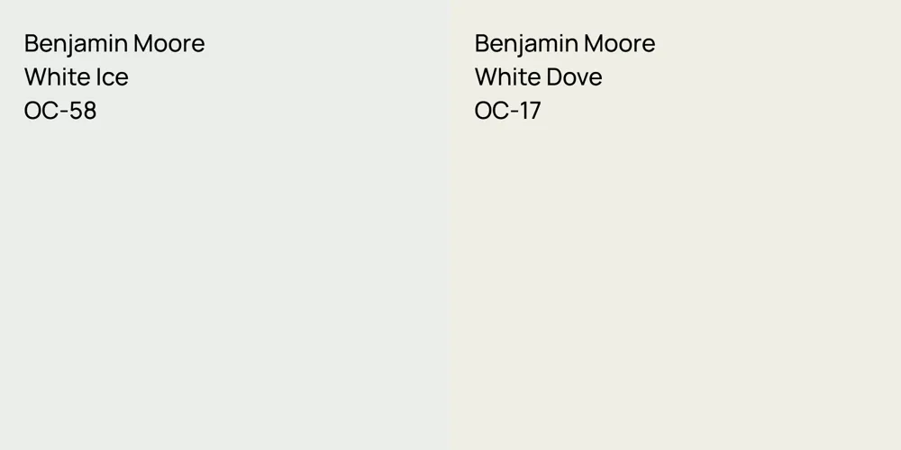 Benjamin Moore White Ice vs. Benjamin Moore White Dove comparison