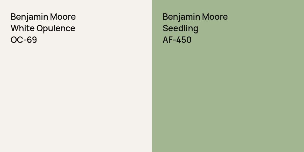Benjamin Moore White Opulence vs. Benjamin Moore Seedling comparison