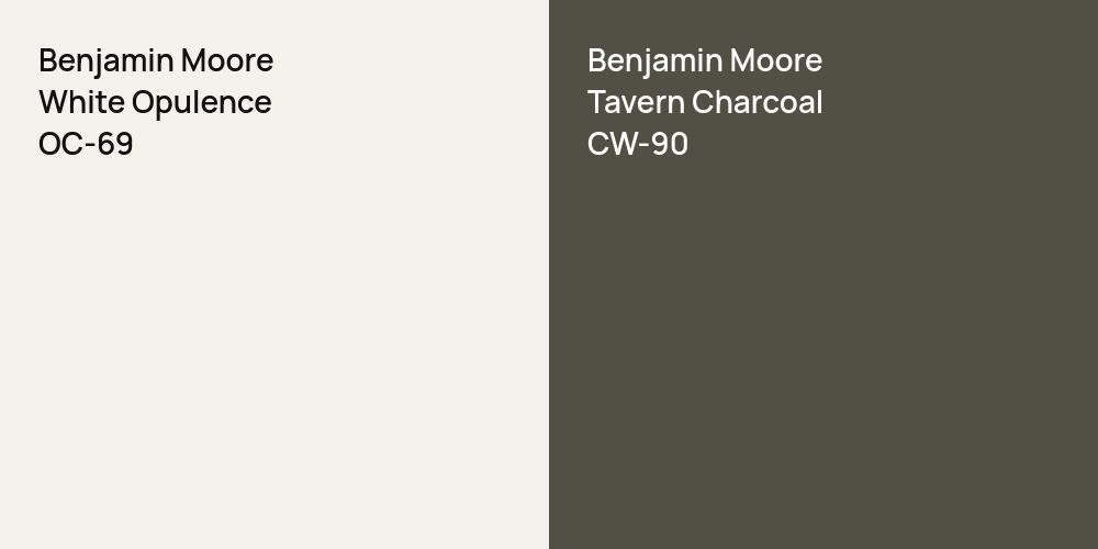 Benjamin Moore White Opulence vs. Benjamin Moore Tavern Charcoal comparison