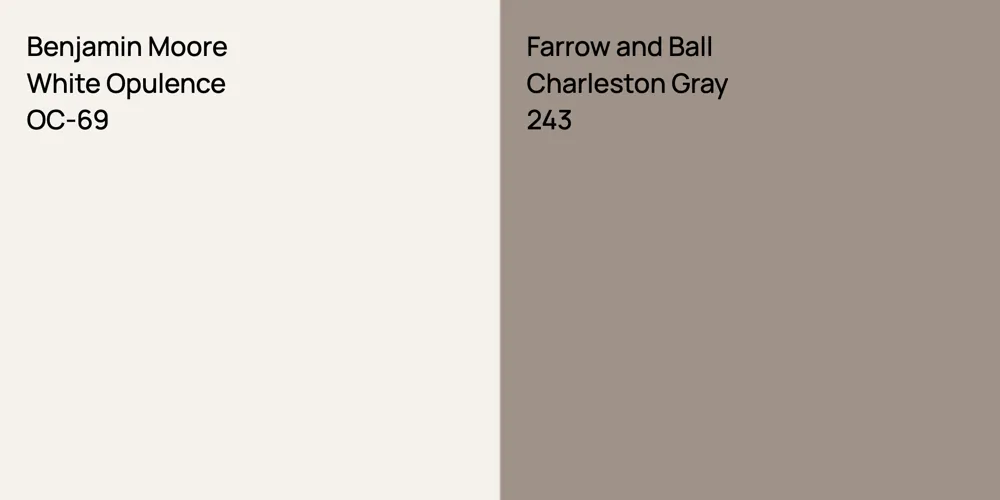 Benjamin Moore White Opulence vs. Farrow and Ball Charleston Gray ...