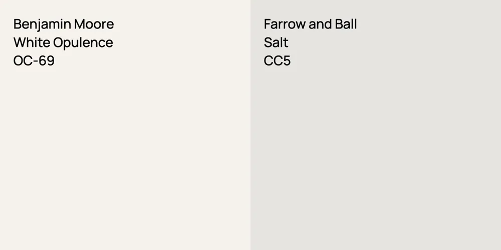 Benjamin Moore White Opulence vs. Farrow and Ball Salt comparison