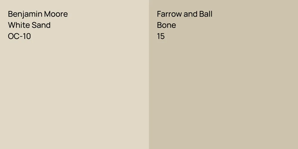 Benjamin Moore White Sand vs. Farrow and Ball Bone comparison