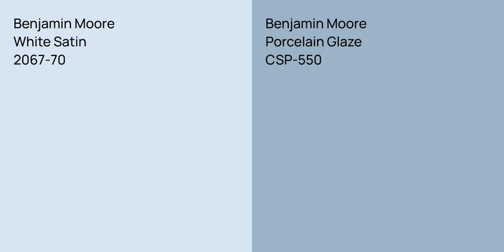 Benjamin Moore White Satin vs. Benjamin Moore Porcelain Glaze comparison