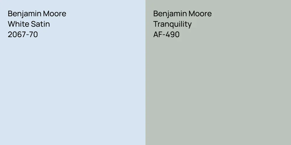 Benjamin Moore White Satin vs. Benjamin Moore Tranquility comparison
