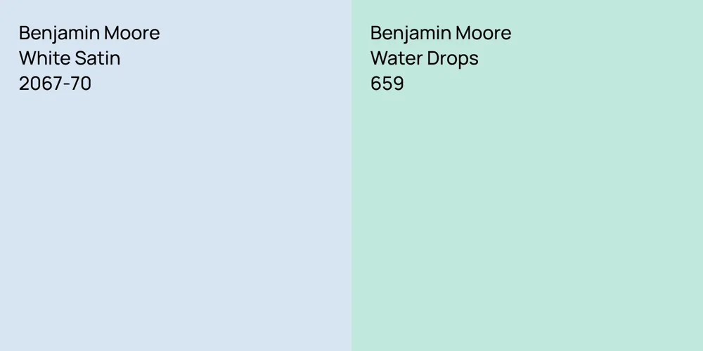 Benjamin Moore White Satin vs. Benjamin Moore Water Drops comparison