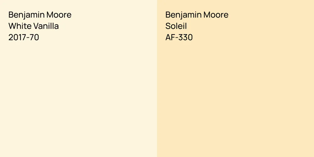 Benjamin Moore White Vanilla vs. Benjamin Moore Soleil comparison