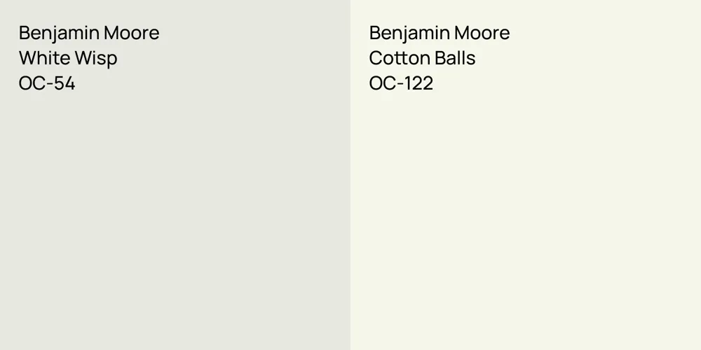 Benjamin Moore White Wisp vs. Benjamin Moore Cotton Balls comparison
