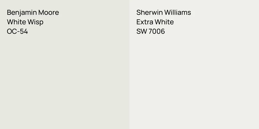 Benjamin Moore White Wisp vs. Sherwin Williams Extra White comparison