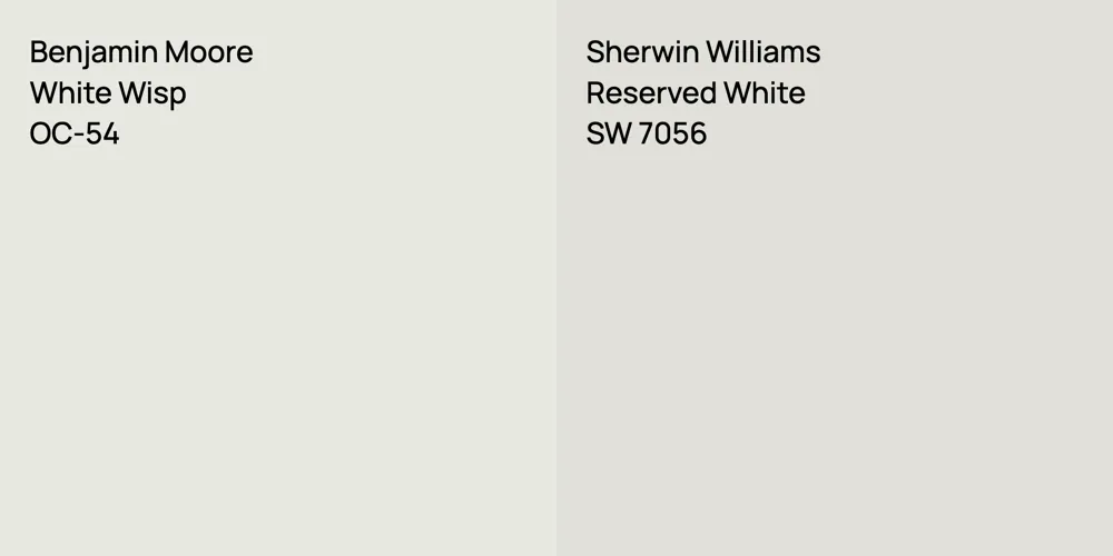 Benjamin Moore White Wisp vs. Sherwin Williams Reserved White comparison