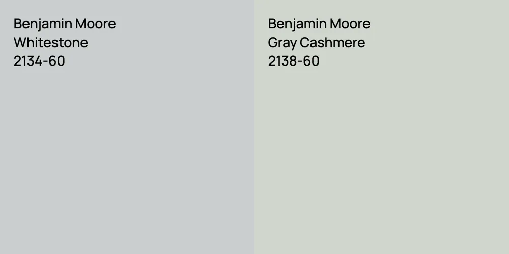 Benjamin Moore Whitestone vs. Benjamin Moore Gray Cashmere comparison