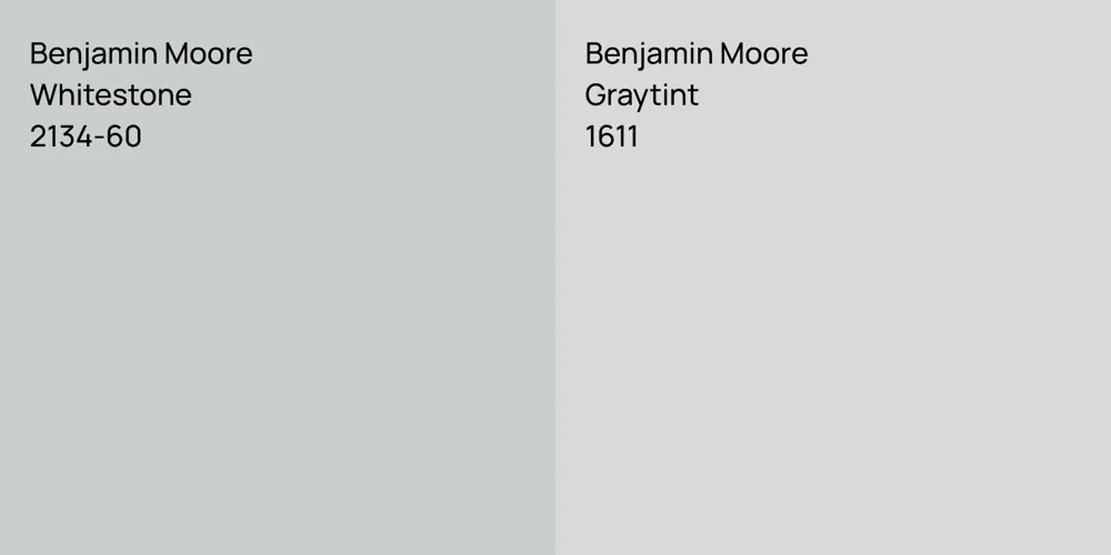 Benjamin Moore Whitestone vs. Benjamin Moore Graytint comparison