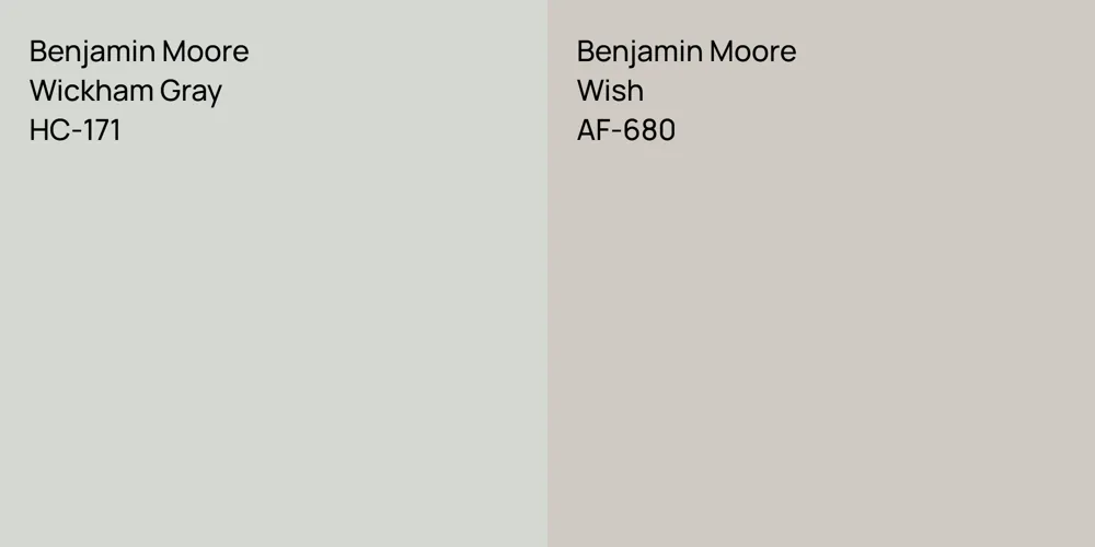Benjamin Moore Wickham Gray vs. Benjamin Moore Wish comparison