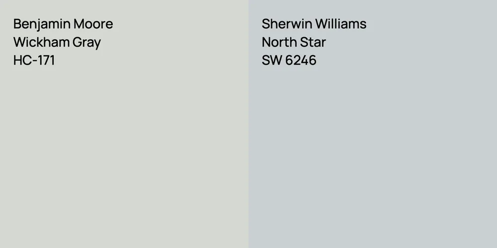 Benjamin Moore Wickham Gray vs. Sherwin Williams North Star comparison