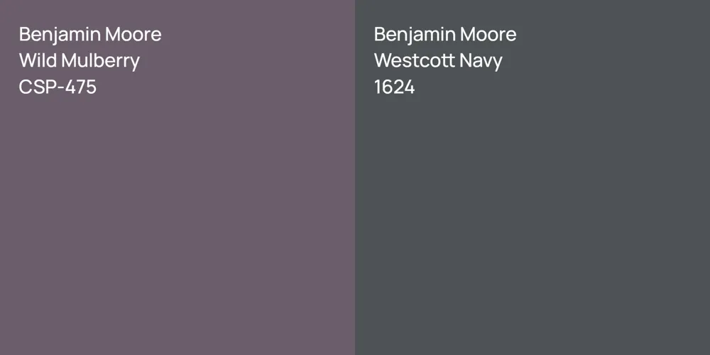 Benjamin Moore Wild Mulberry vs. Benjamin Moore Westcott Navy comparison