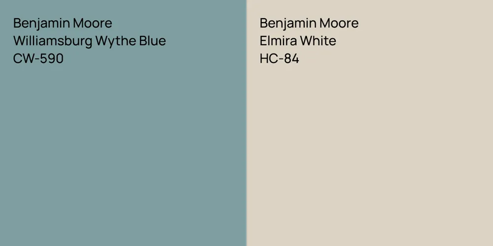 Benjamin Moore Williamsburg Wythe Blue vs. Benjamin Moore Elmira White ...
