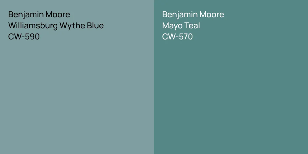 Benjamin Moore Williamsburg Wythe Blue vs. Benjamin Moore Mayo Teal ...
