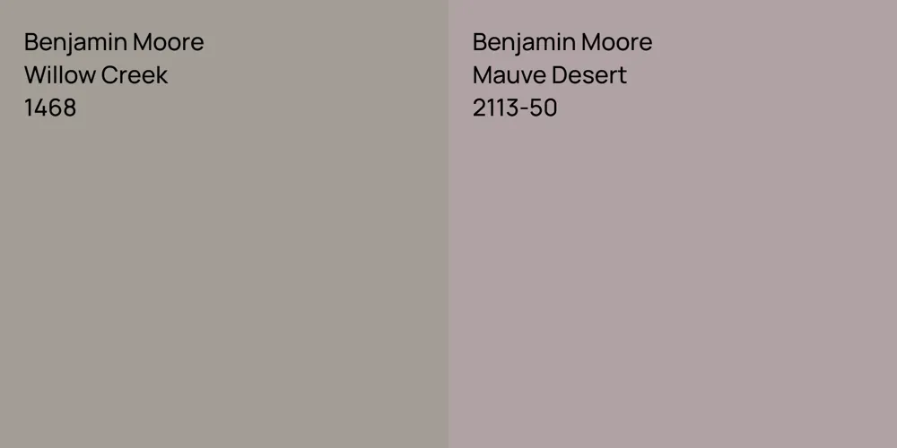 Benjamin Moore Willow Creek vs. Benjamin Moore Mauve Desert comparison