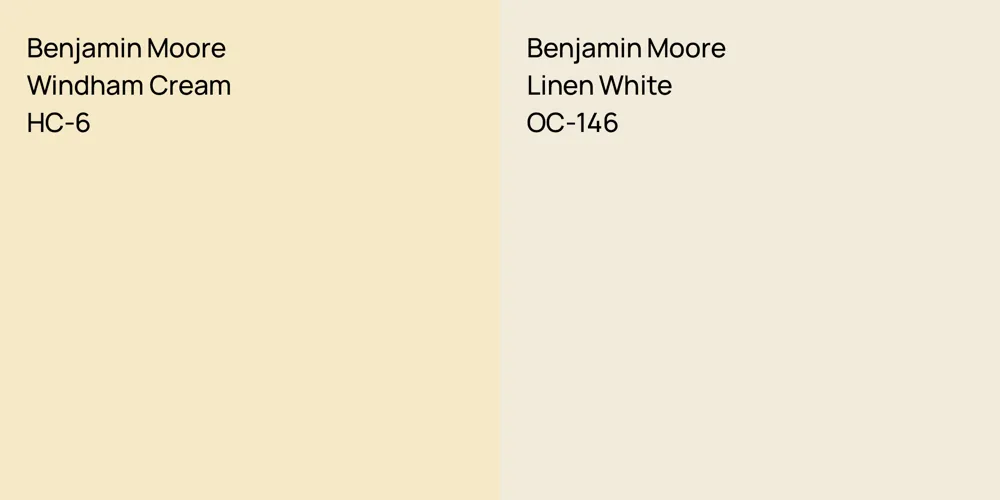 Benjamin Moore Windham Cream vs. Benjamin Moore Linen White comparison