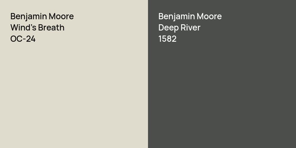 Benjamin Moore Wind's Breath vs. Benjamin Moore Deep River comparison