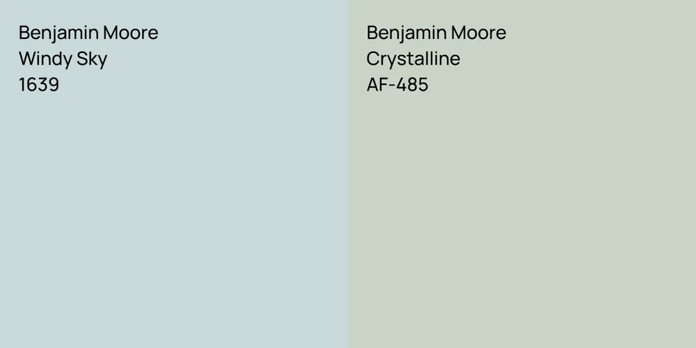 Benjamin Moore Windy Sky vs. Benjamin Moore Crystalline comparison