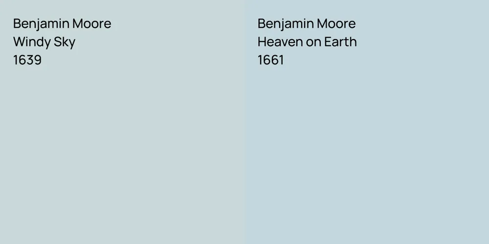 Benjamin Moore Windy Sky vs. Benjamin Moore Heaven on Earth comparison