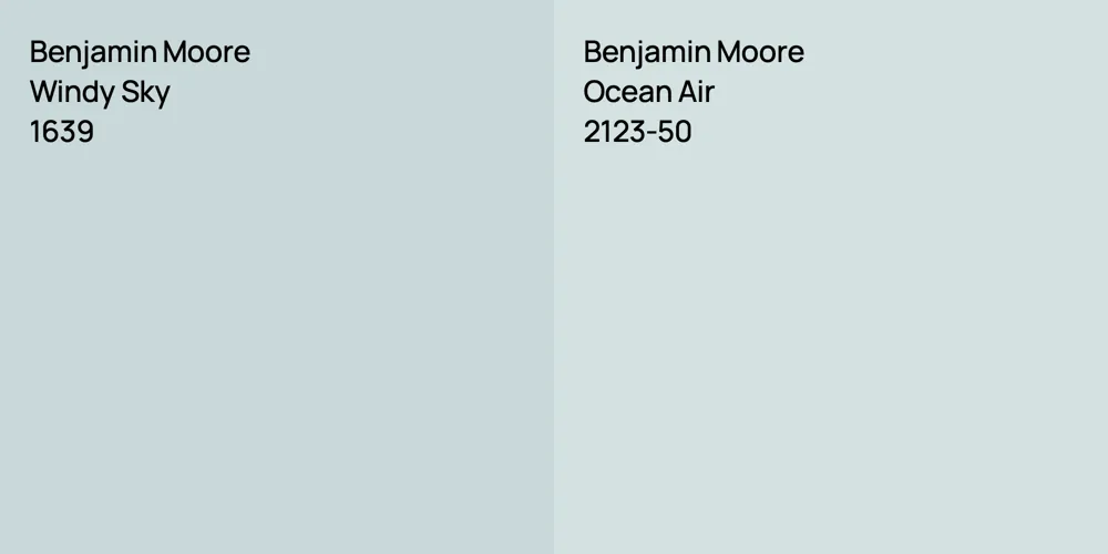 Benjamin Moore Windy Sky vs. Benjamin Moore Ocean Air comparison