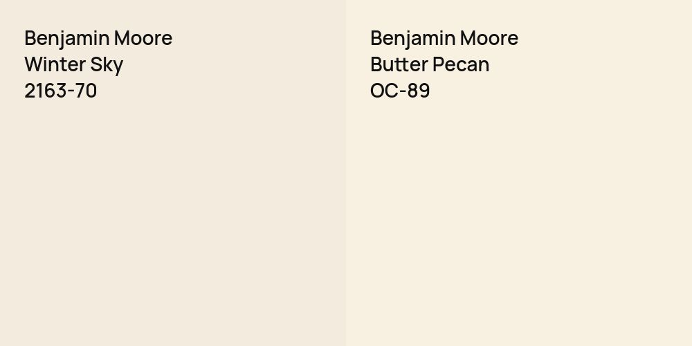 Benjamin Moore Winter Sky vs. Benjamin Moore Butter Pecan comparison