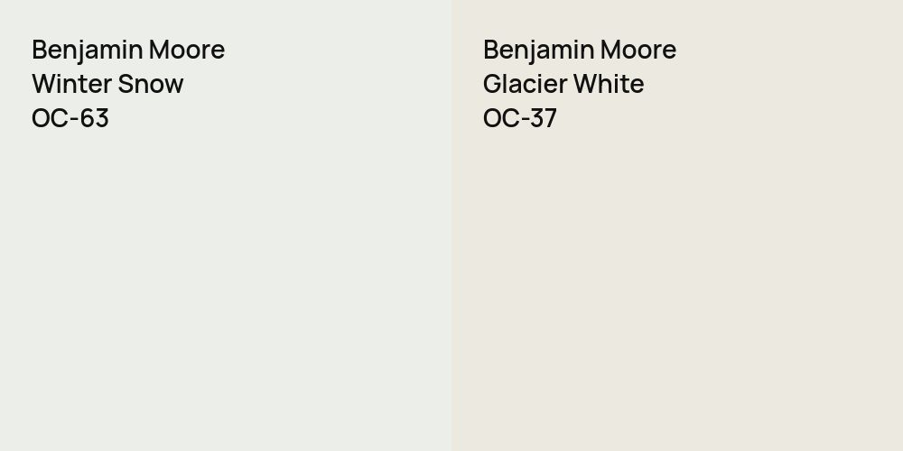 Benjamin Moore Winter Snow vs. Benjamin Moore Glacier White comparison