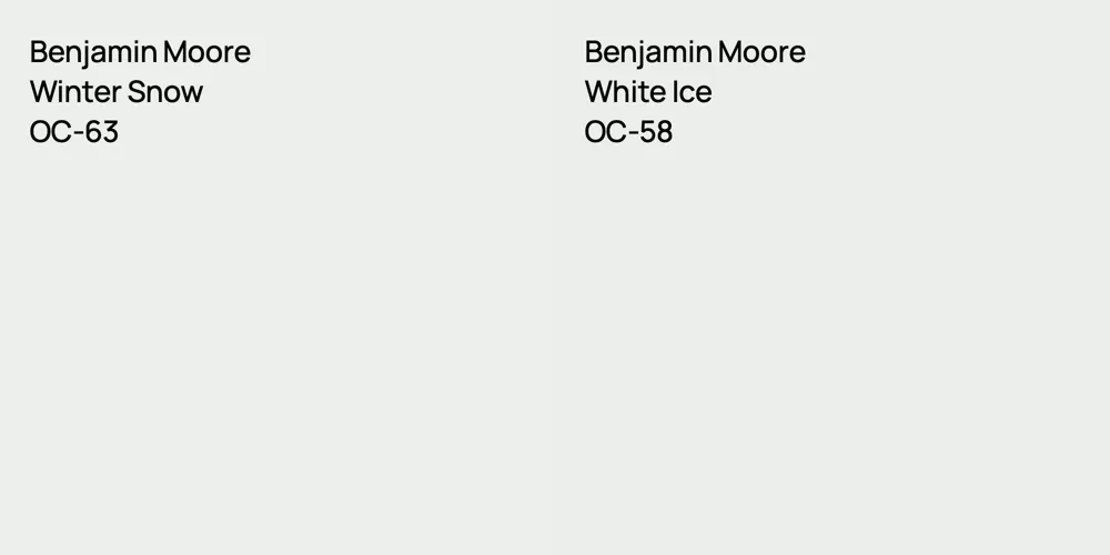 Benjamin Moore Winter Snow vs. Benjamin Moore White Ice comparison