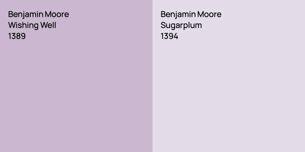 Benjamin Moore Wishing Well vs. Benjamin Moore Sugarplum comparison