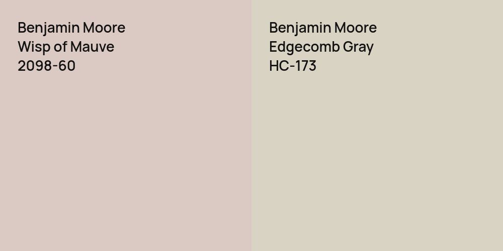 Benjamin Moore Wisp of Mauve vs. Benjamin Moore Edgecomb Gray comparison