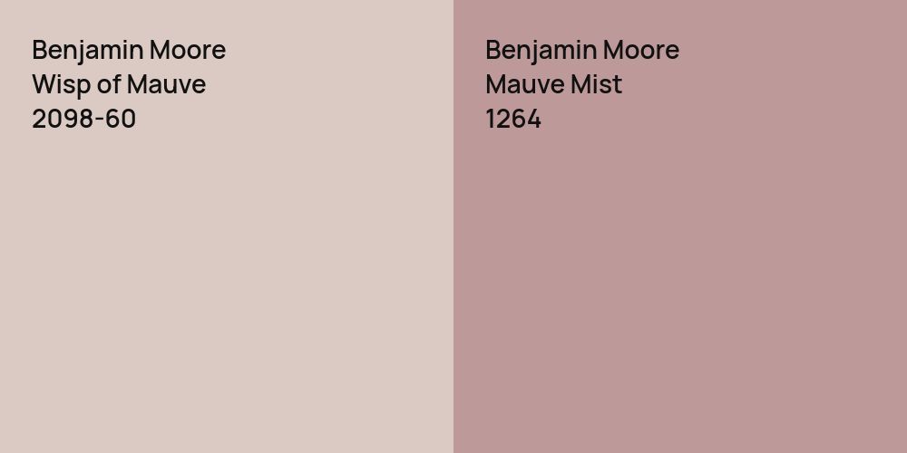 Benjamin Moore Wisp of Mauve vs. Benjamin Moore Mauve Mist comparison