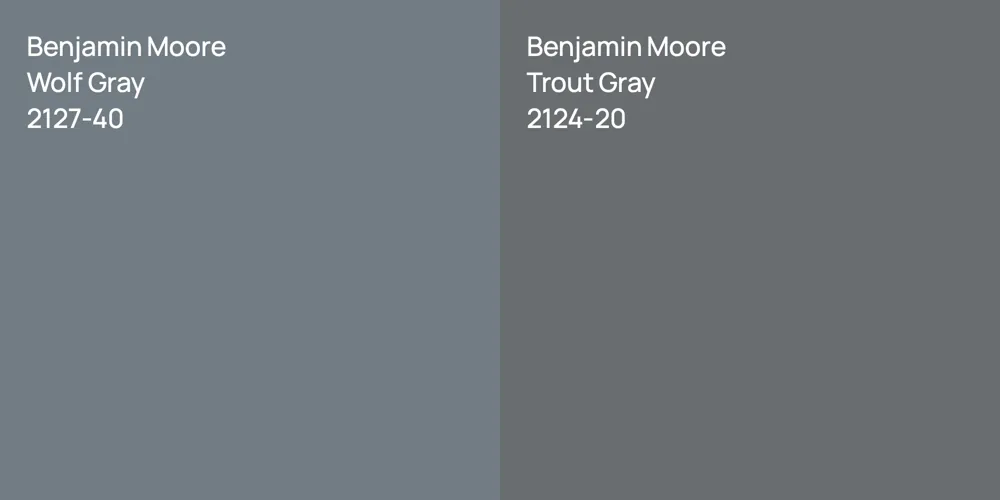 Benjamin Moore Wolf Gray vs. Benjamin Moore Trout Gray comparison