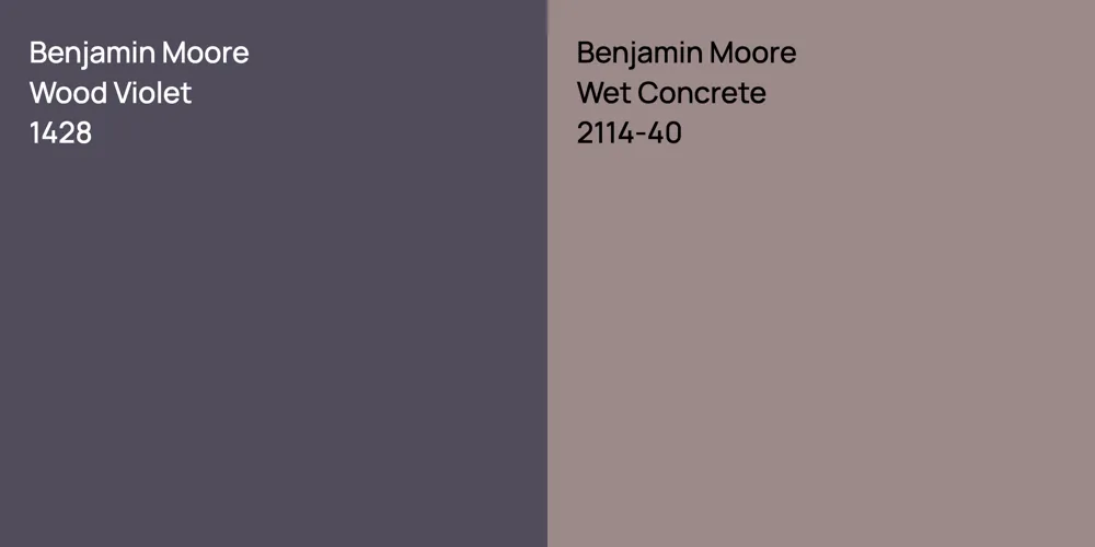 Benjamin Moore Wood Violet vs. Benjamin Moore Wet Concrete comparison