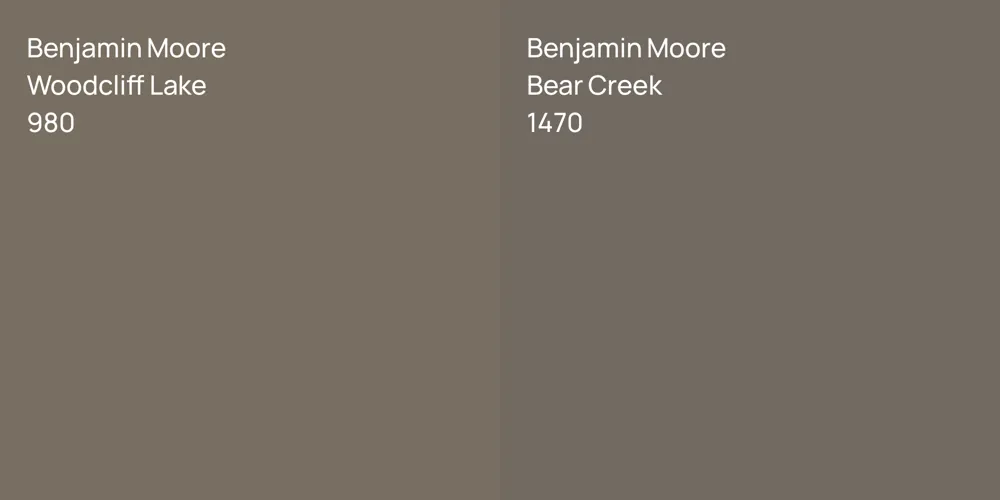Benjamin Moore Woodcliff Lake vs. Benjamin Moore Bear Creek comparison