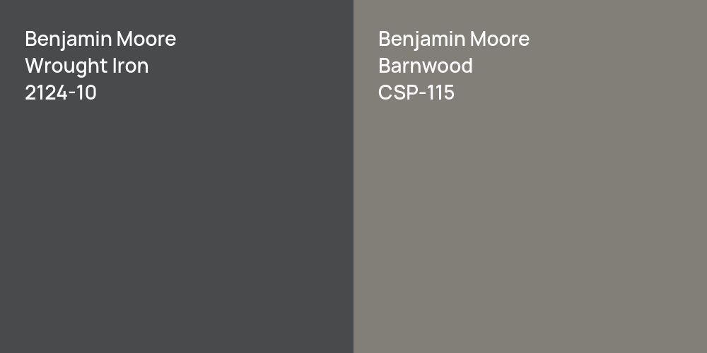 Benjamin Moore Wrought Iron vs. Benjamin Moore Barnwood comparison