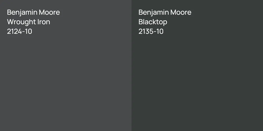 Benjamin Moore Wrought Iron vs. Benjamin Moore Blacktop comparison