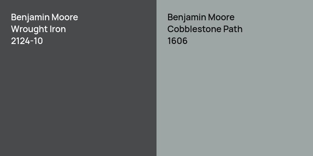 Benjamin Moore Wrought Iron vs. Benjamin Moore Cobblestone Path comparison